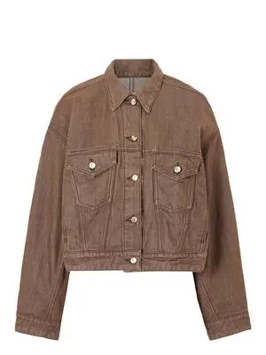 Ossou Sway" Cropped Denim Jacket - Brown