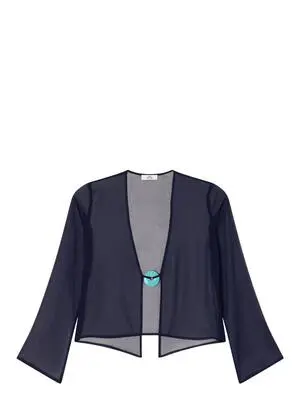SARA CRISTINA Nerea Pearl-embellished Silk-chiffon Blouse - Blue
