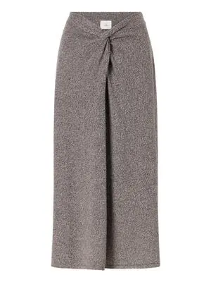 THE ELDER STATESMAN Knotted Marl Knitted Cashmere Midi Skirt - Brown