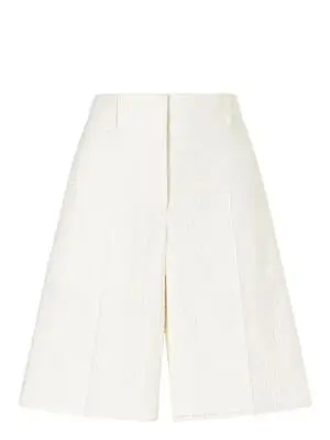 Another Tomorrow Gingham Point D'esprit Bermuda Shorts - Neutrals