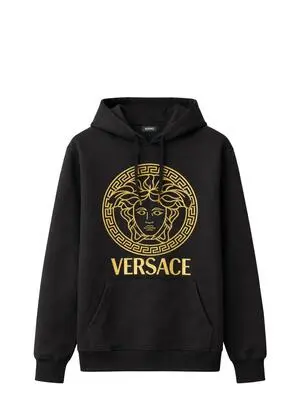 Versace Gold Medusa Logo Hoodie - Black