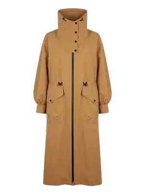 Herno Long Funnel Neck Trench Coat - Brown