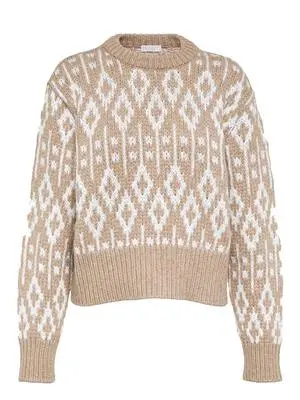 Brunello Cucinelli Jacquard Cashmere Sweater - Brown