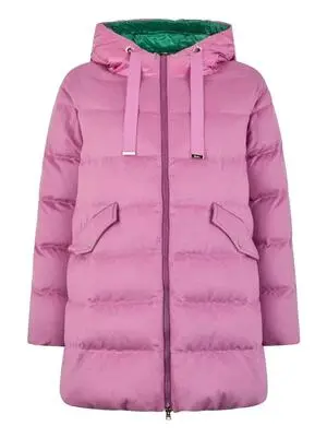 Herno Cashmere Blend Down Jacket With Drawstring Hood - Pink