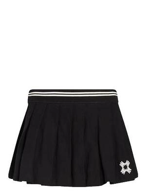 Amiri Pleated Cotton Mini Skirt With Embroidered Logo - Black