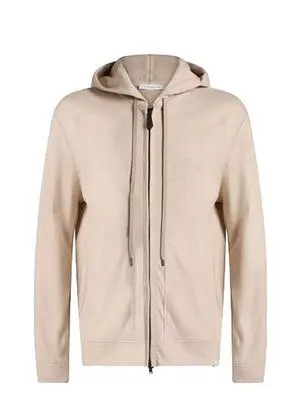 PAOLO PECORA Zip-up Hooded Sweatshirt - Beige