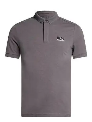 EA7 Man Polo Shirt Grey Size Xl Cotton, Polyester, Elastane Grey