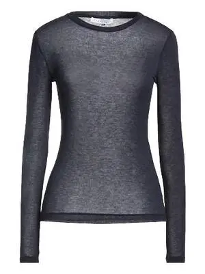 CARACTÈRE Long Sleeve Crewneck Top In Viscose, Polyamide, Cashmere, And Elastane - Blue