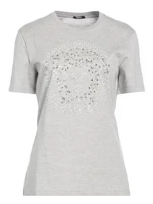 Versace Light Cotton T-shirt With Embellishments - Grey
