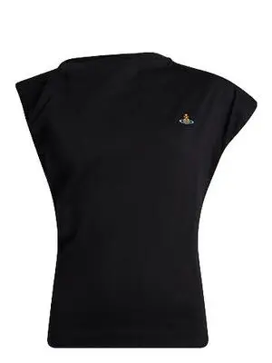 VIVIENNE WESTWOOD Cotton T-shirt With Embroidered Logo - Black
