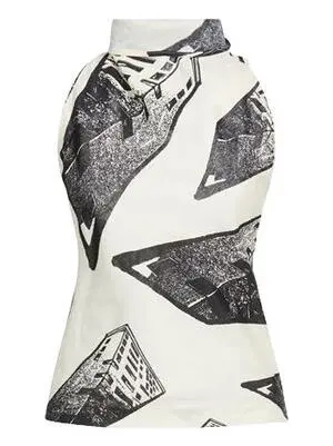 MSGM Linen Cotton Two-tone Sleeveless Top - White