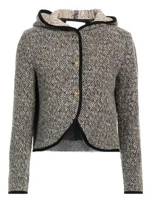 Ba&sh Single-breasted Tweed Coat With Hood - Grey