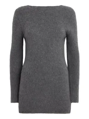 RETORI Cashmere Deep V-neck Mini Dress - Grey