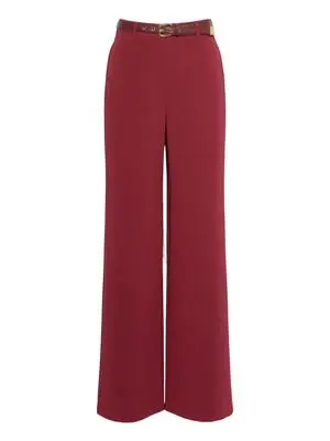 Max Mara Belted Wide-leg Trousers - Ruby Colour