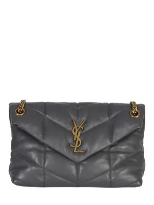 Saint Laurent Quilted Lambskin Puffer Chain Satchel - Gray