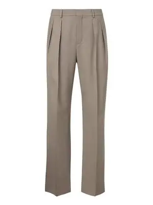 Saint Laurent Pleated Wool And Mohair Straight Pants - Grey