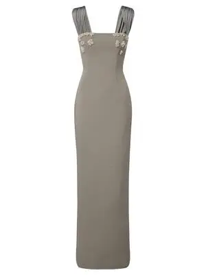 Rachel Gilbert Malia Embellished Crêpe Corset Gown - Grey