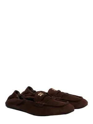 Miu Miu Suede Penny Loafers - Brown