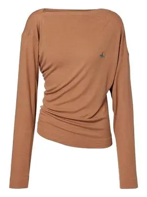 VIVIENNE WESTWOOD Draped Ribbed-knit Top - Brown