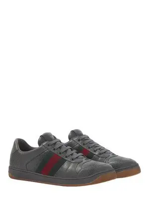 Gucci Screener Perforated Leather Sneakers - Grey