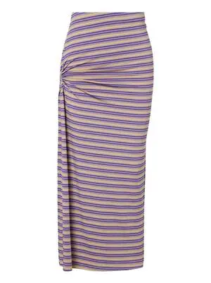 Rabanne Striped Crêpe Midi Skirt - Multicoloured