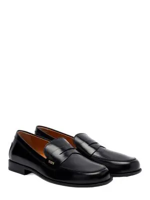 TOD'S Leather Penny Loafers - Black