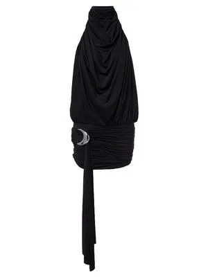 DE LA VALI Vida Draped Jersey Mini Dress - Black