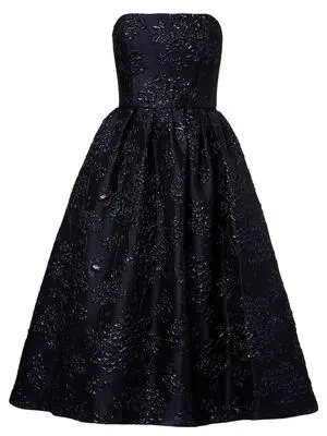 Carolina Herrera Floral Jacquard Bustier Cocktail Dress - Black