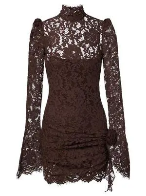 DE LA VALI Bodita Lace Mini Dress - Brown