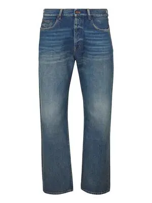 Saint Laurent Faded Straight Leg Jeans - Blue