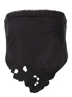 SIR. Klara Embroidered Cotton Scarf - Black