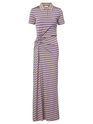 Rabanne Cutout Gathered Striped Crepe Maxi Dress - Multicoloured