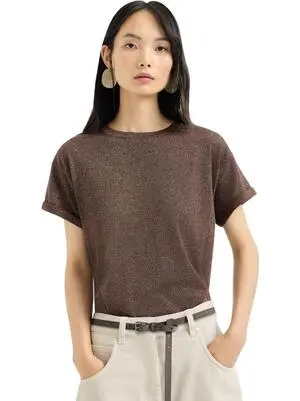 Brunello Cucinelli Sparkling Cashmere And Silk Lightweight Knit T-shirt - Brown