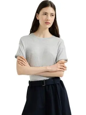 Brunello Cucinelli Sparkling Cashmere And Silk Lightweight Knit T-shirt - Light Grey