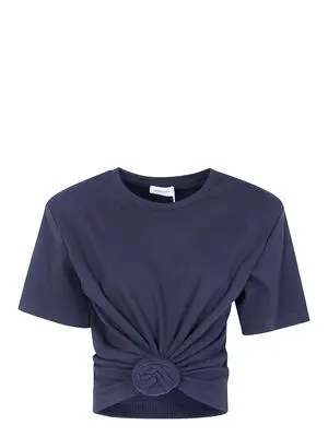Magda Butrym Cropped T-shirt With Twisted Front Detail - Black