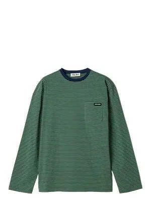 Miu Miu Striped Jersey T-shirt - Navy/green