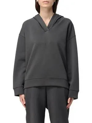 Max Mara Cotton Jersey Hoodie With V-neck - Grey