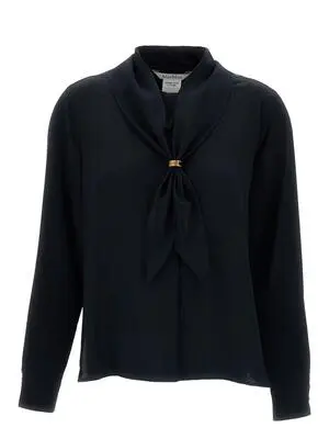 Max Mara Pussy-bow Silk Shirt - Black