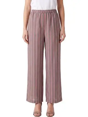 THE FRANKIE SHOP High-waisted Striped Silk-blend Palazzo Trousers - Brown