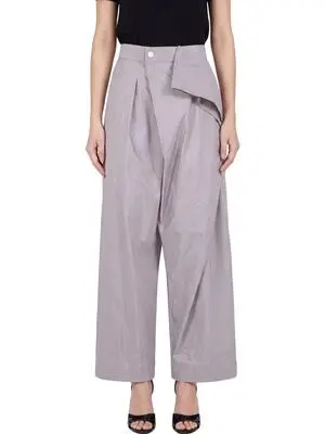 Issey Miyake Akimbo Asymmetric High-waisted Wide-leg Trousers - Grey