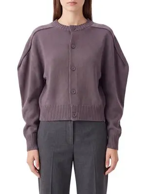 Issey Miyake Crew Neck Cotton-blend Cardigan - Brown
