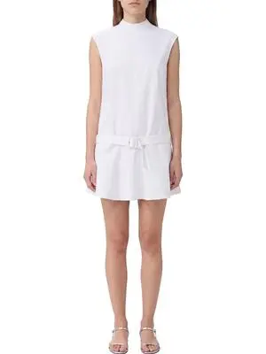 SEMICOUTURE Sleeveless High Neck Dress With Belt - White