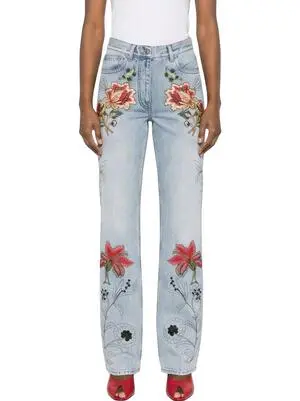 Valentino Garavani Embroidered Floral Jeans - Denim