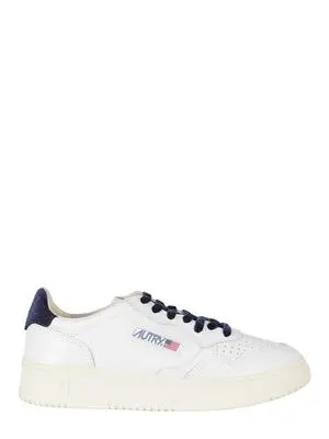 AUTRY Autry Dallas Low Calfskin Trainers With Python-Effect Inserts Blue