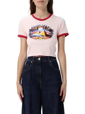 Casablanca Cropped Graphic T-shirt - Pink