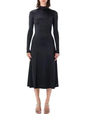 DIESEL® Long Sleeve High Neck Midi Dress - Black