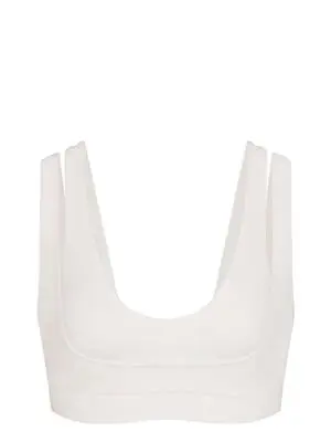 NIKESKIMS Matte Double-strap Scoop-neck Sports Bra - Ivory