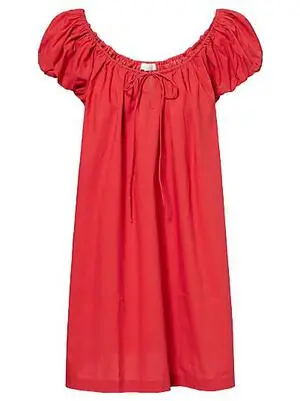 Faithfull The Brand Ruched Cotton Mini Dress - Chilli