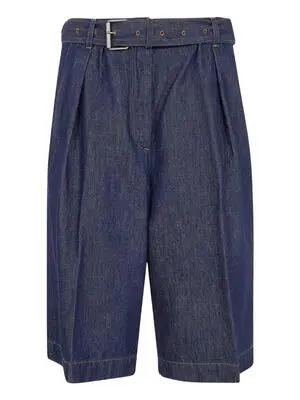 Dries Van Noten Belted Denim Shorts 'indigo - Blue