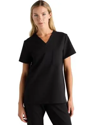 Quince QUINCE AeraFlex 1-Pocket Scrub Top Bold Black